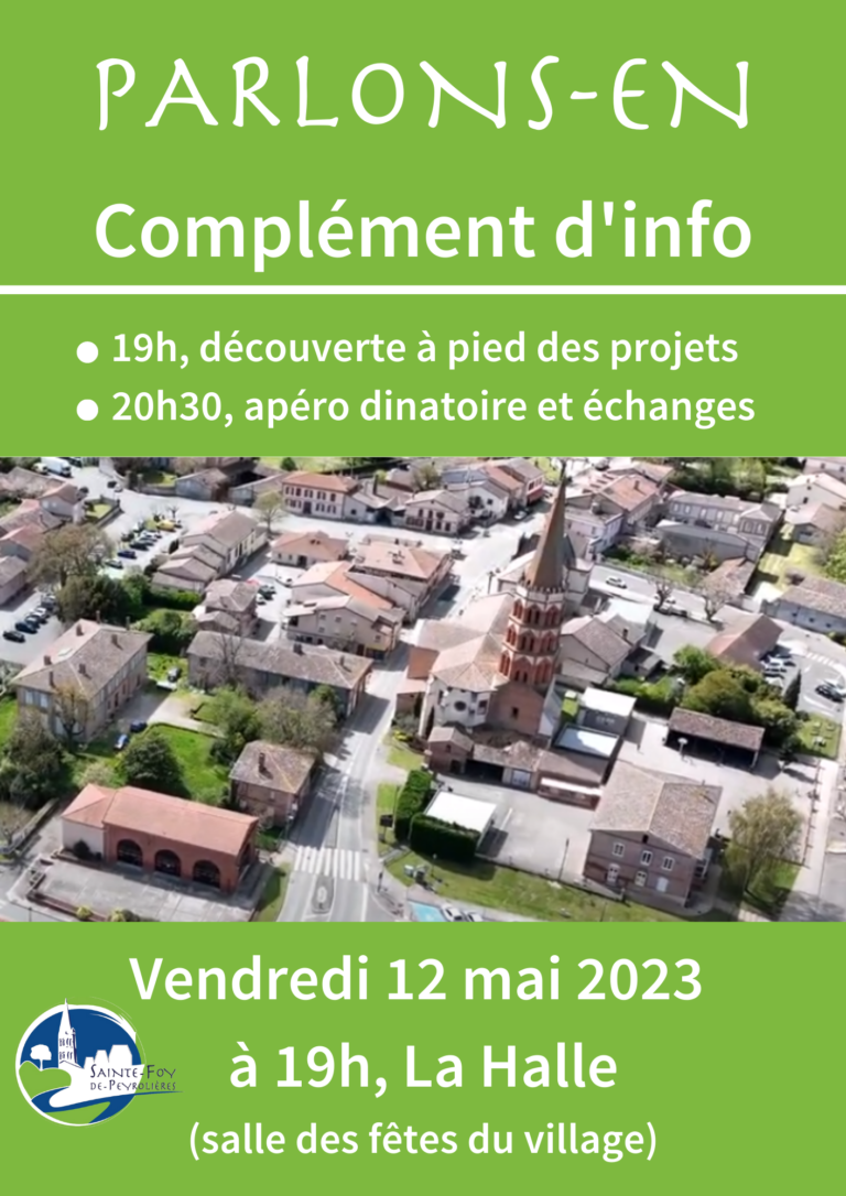 Réunion Parlons-en du 12 mai 2023 | Mairie de Sainte-Foy-de-Peyrolières